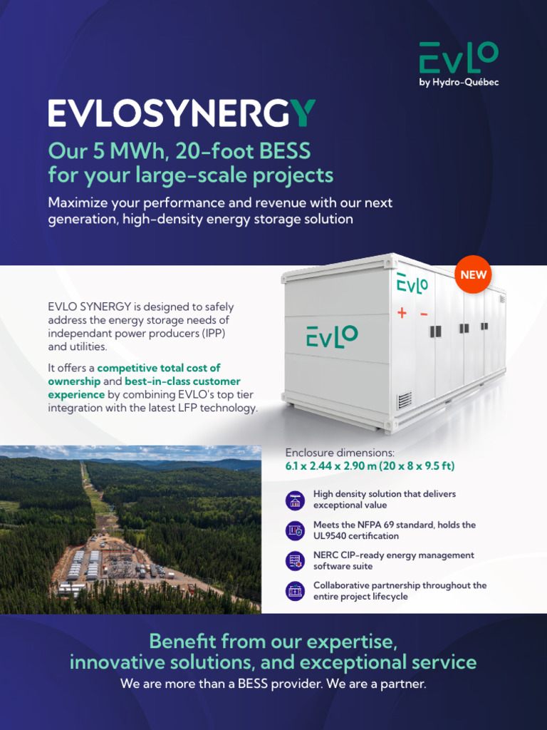 EVLO Synergy: 5 MWh Energy Storage Solution | PDF | Energy Storage ...