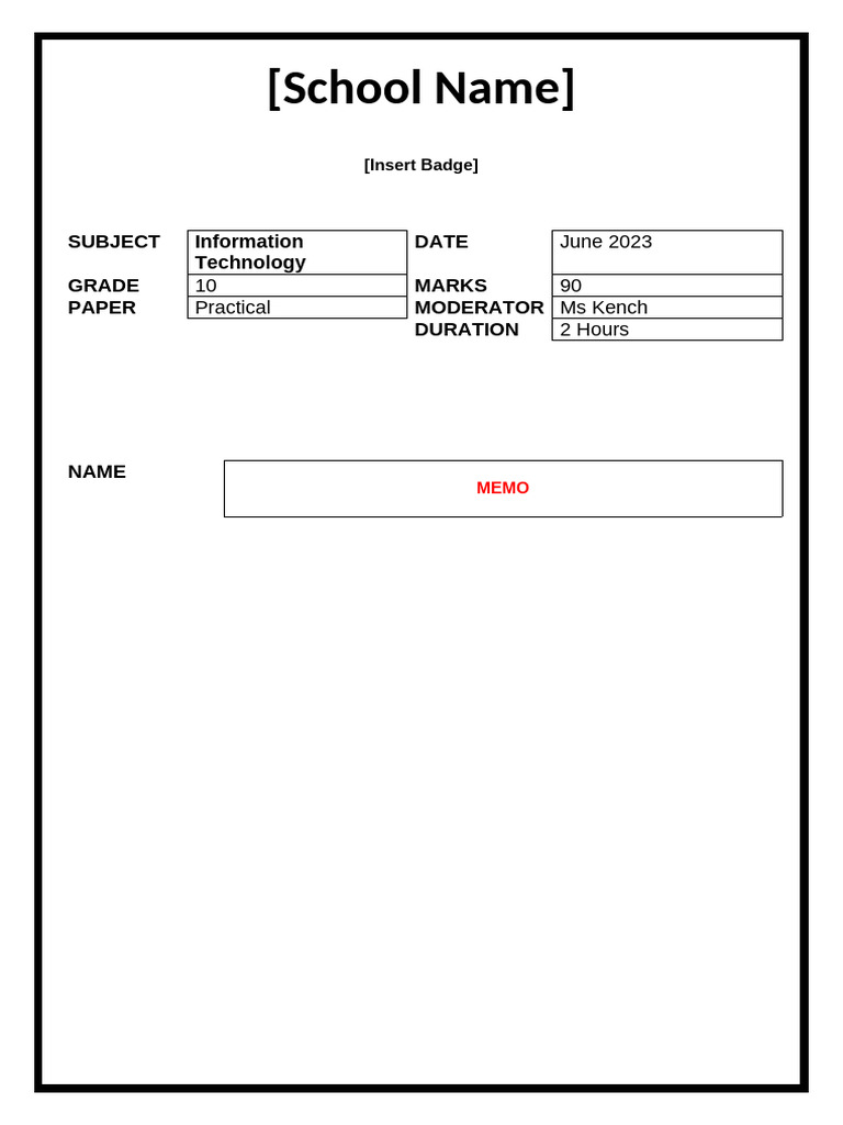 g10 June Prac Exam 2023 Memo NP | PDF | Computer Programming | Software Engineering
