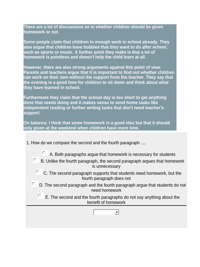 Homework Debate: Pros and Cons for Kids | PDF | Solar Energy | Meat
