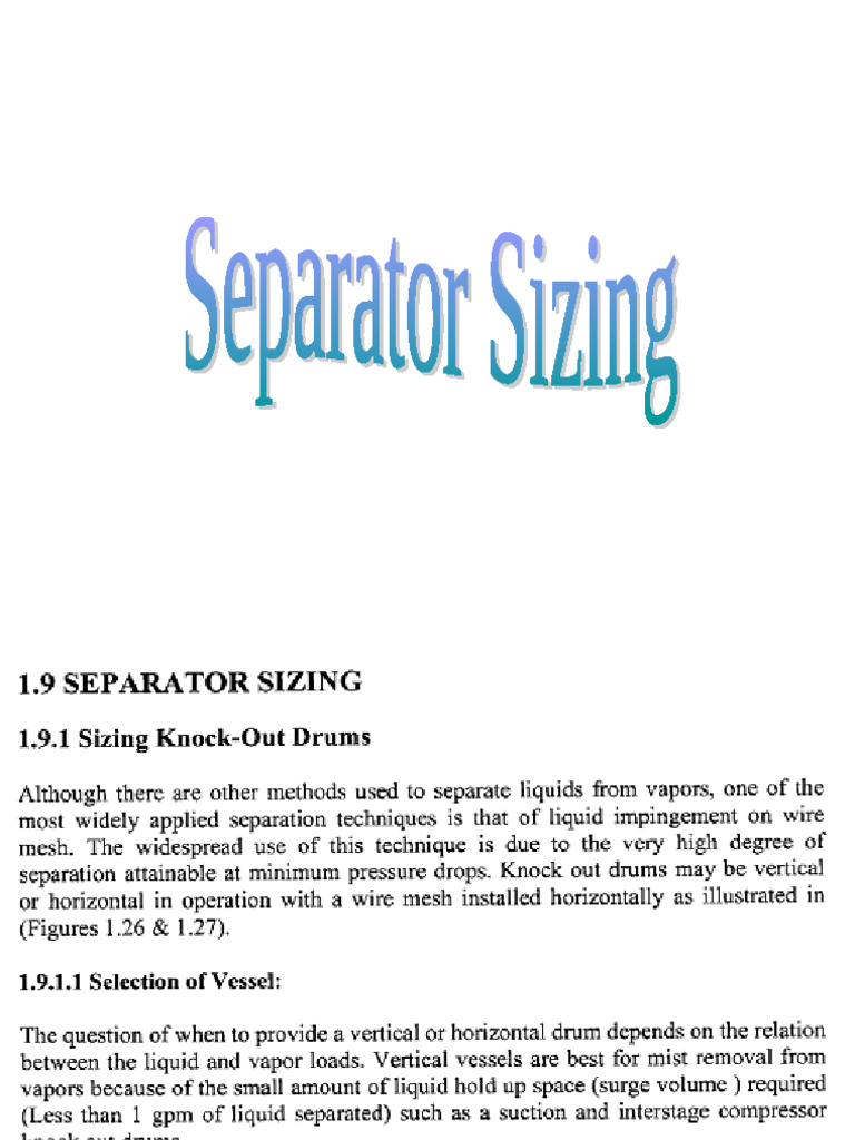 Separator Sizing | PDF