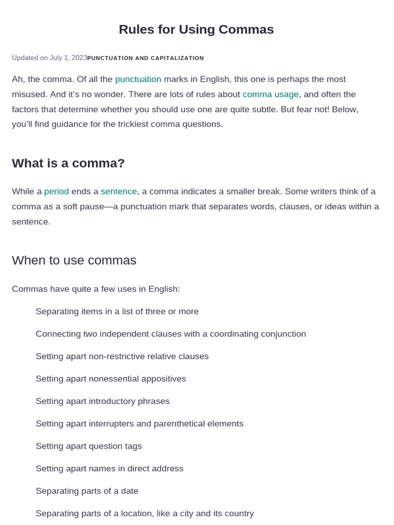 Essential Comma Usage Rules Explained | PDF | Comma | Syntax