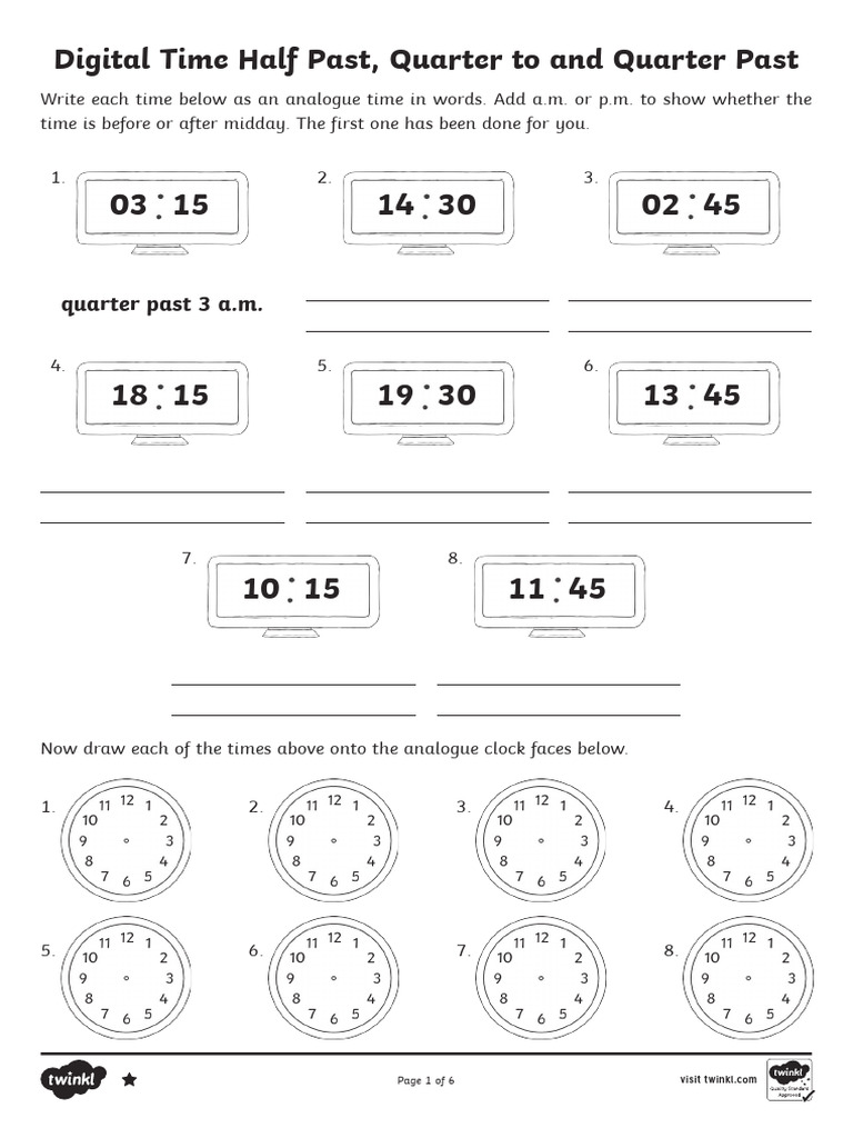 Digital Time: Clock Face Exercises | PDF | Horology | Components