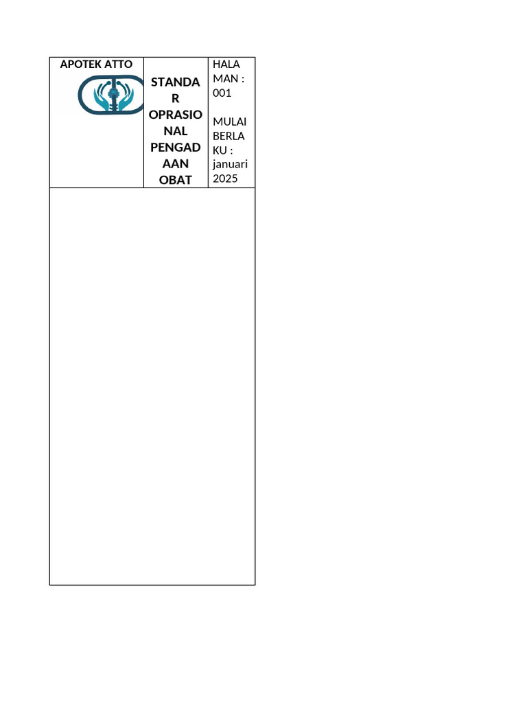Standa R Oprasio NAL Pengad AAN Obat: Apotek Atto | PDF