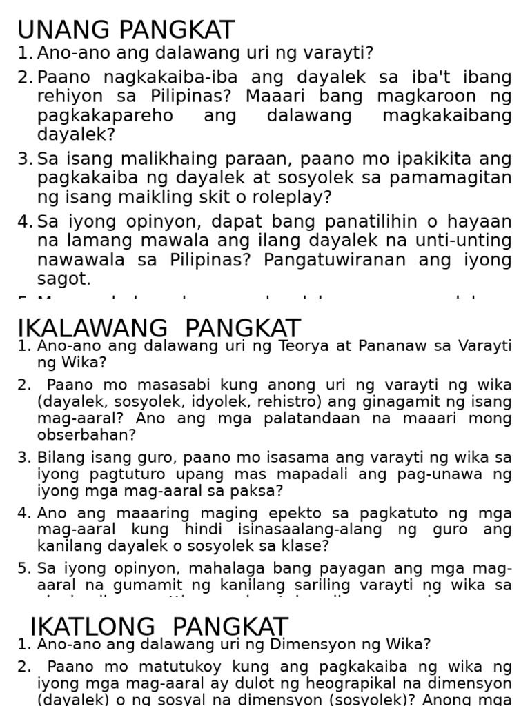Unang Pangkat | PDF