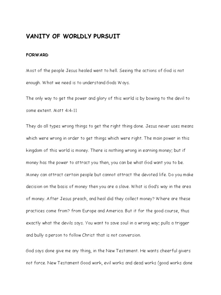 Vanity of Worldly Pursuit | PDF | Religious Behaviour And Experience ...