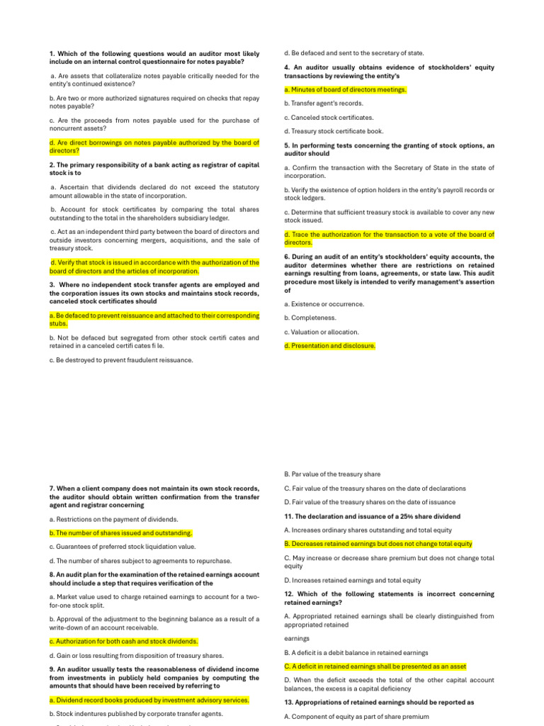 she audit | PDF | Stocks | Equity (Finance)