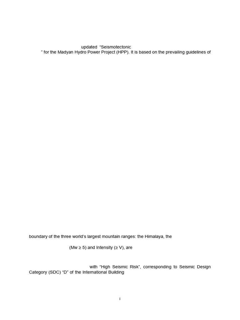 Madyan HPP (Final Report (September 2023) | PDF | Earthquakes | Plate Tectonics