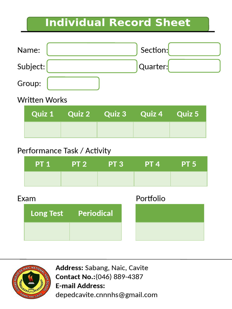 Individual Record Sheet NEW | PDF