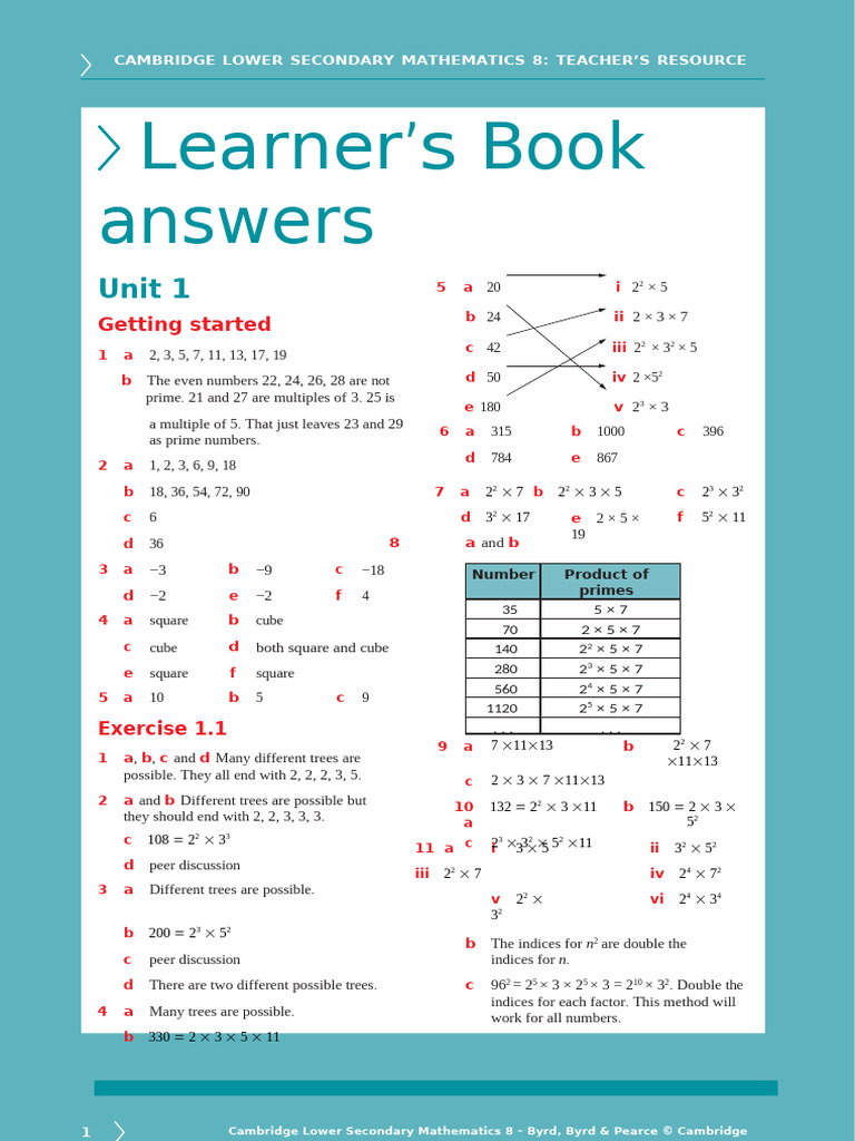 Ls Maths8 2ed TR Learner Book Answers | PDF | Mathematics | Elementary ...