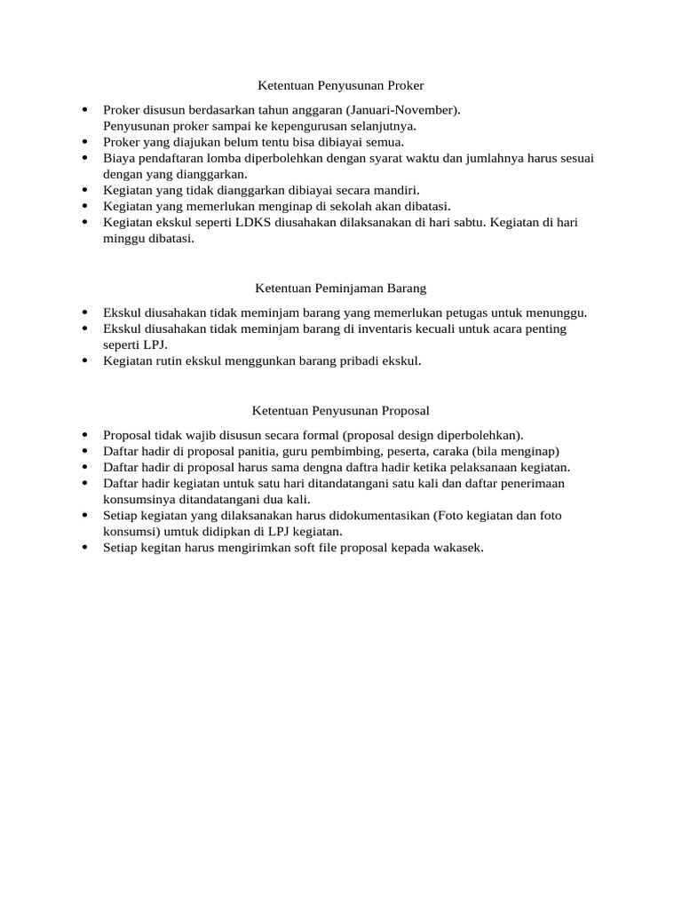 Ketentuan Penyusunan Proker | PDF