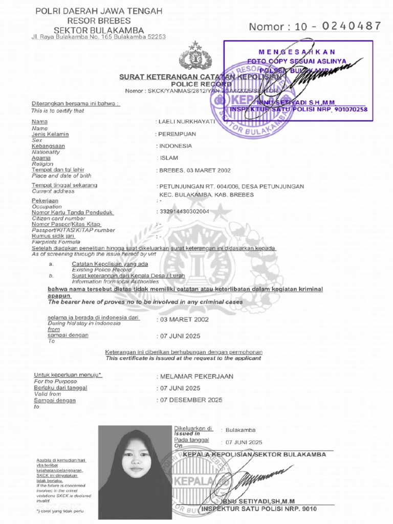 Legalisir Laeli 20266282822 | PDF