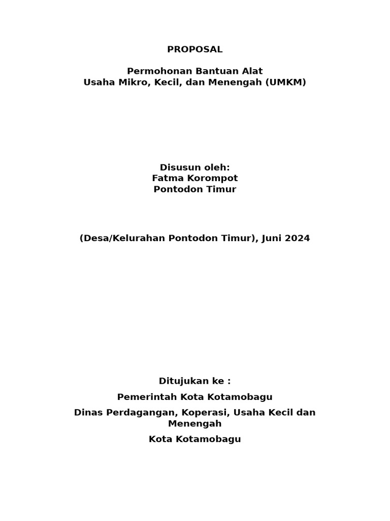 Contoh Proposal UMKM 2025 | PDF