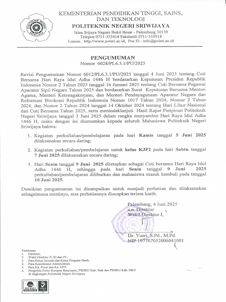 6028 - Revisi Pengumuman Libur Idul Adha | PDF