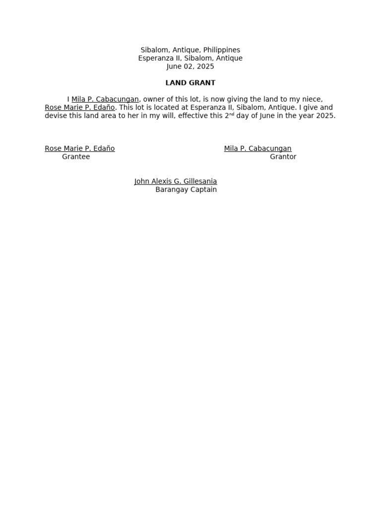 Land Grant in Sibalom, Antique | PDF