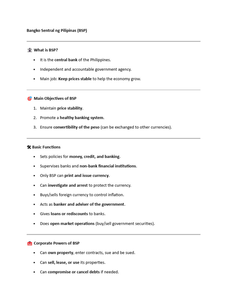 Bangko Sentral NG Pilipinas (BSP) | PDF