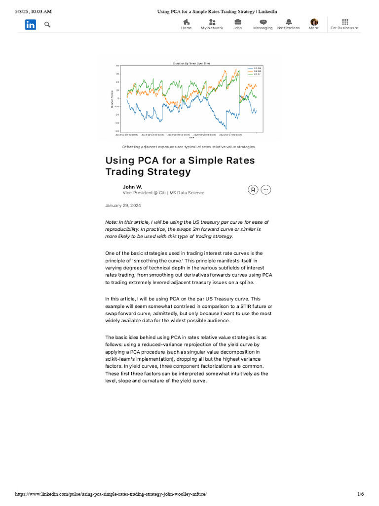 Using PCA for a Simple Rates Trading Strategy _ LinkedIn | PDF ...