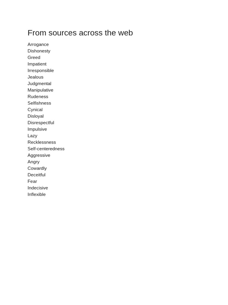 GOOD and BAD QUALITIES From Sources Across The Web | PDF