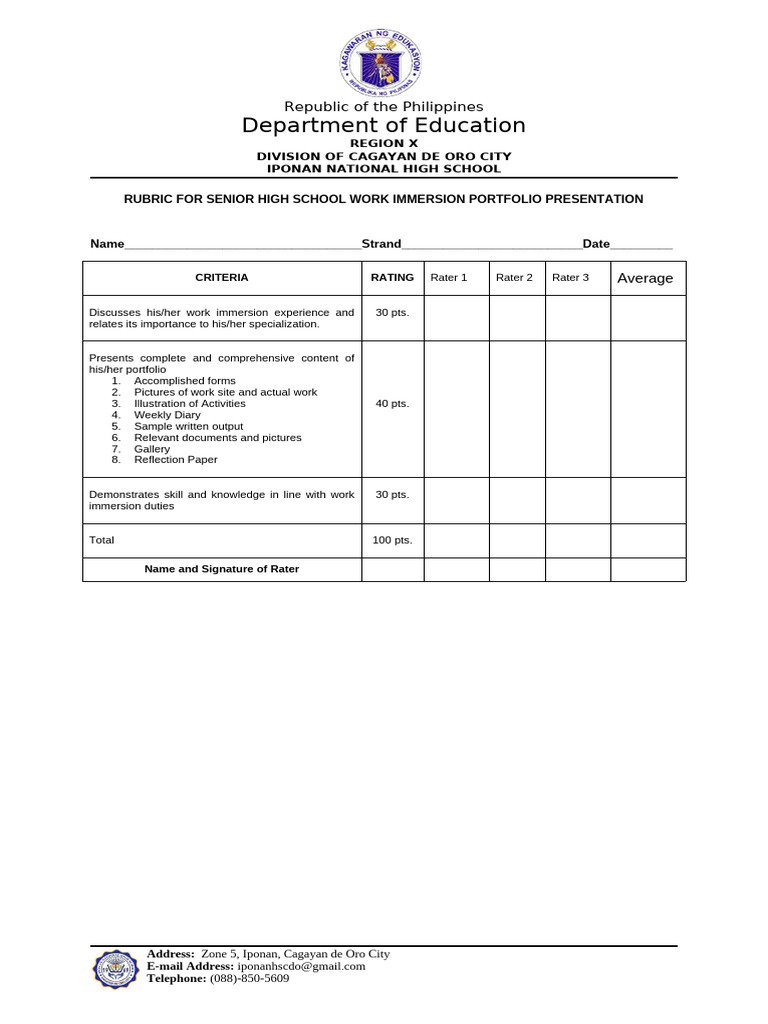 Portfolio Rubrics | PDF