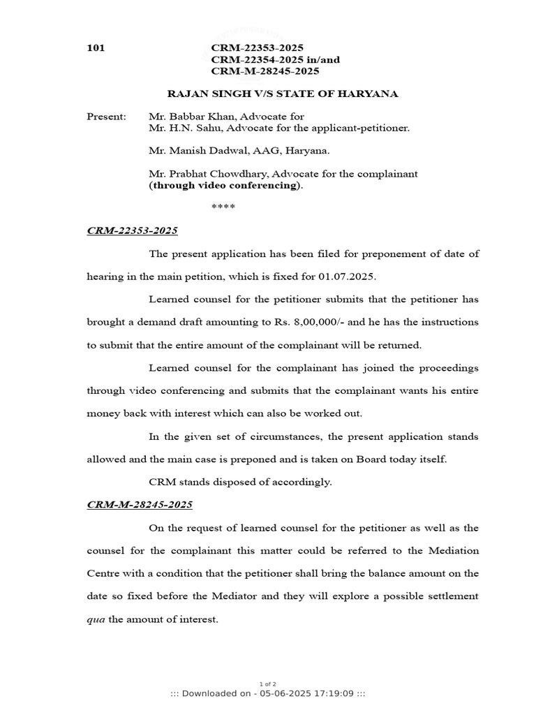 CRM 22353 2025 02 06 2025 Final Order | PDF | Mediation | Justice