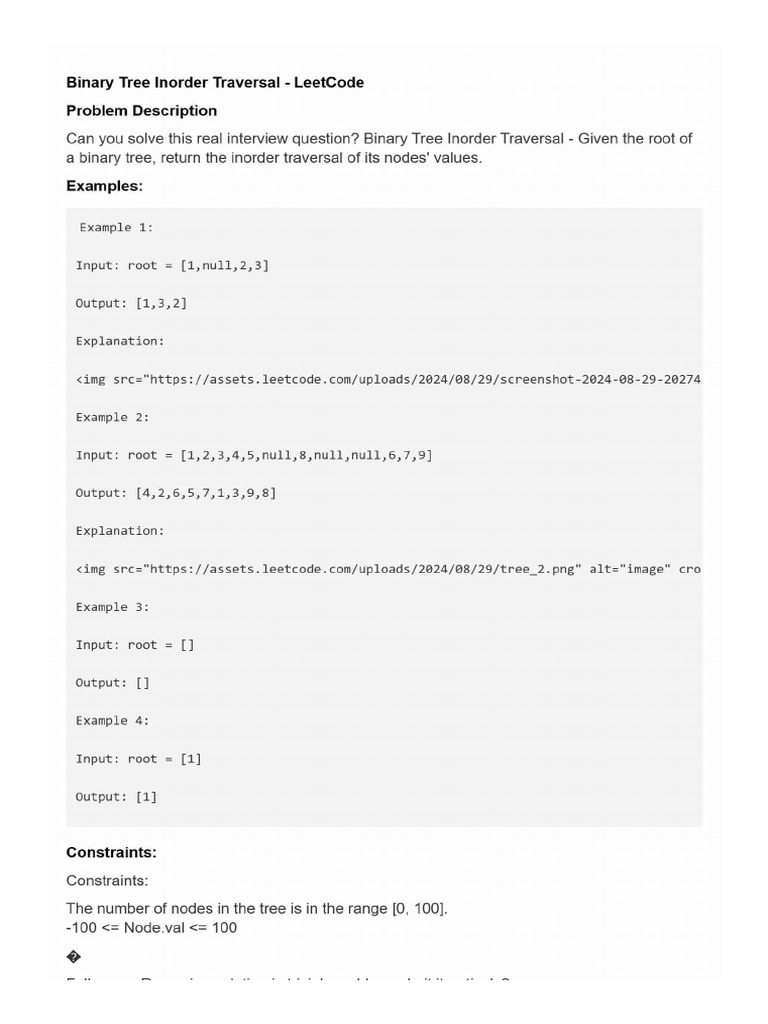 Binarytreeinordertraversal Leetcode.md (2) | PDF