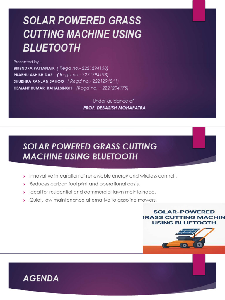 Solar Powered Grass Cutting Machine Using Bluetooth | PDF | Solar Panel ...
