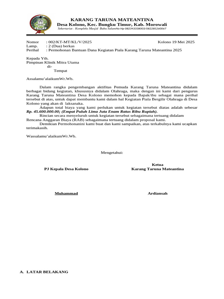 PROPOSAL Klinik Mitra Utama | PDF