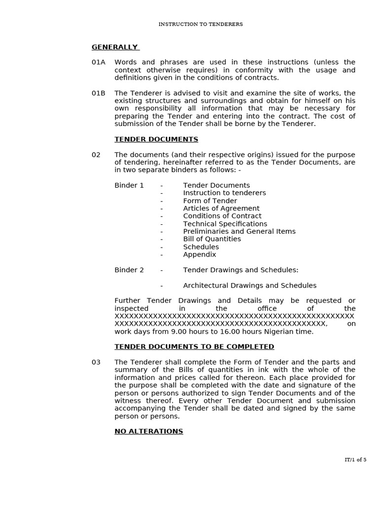 Instructions To Tenderers | PDF | Addendum | Receipt