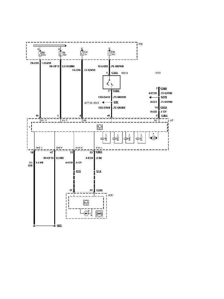 Contactor Luz Stop Conector Diagnóstico: Caja Eléctrica Central CJB ...