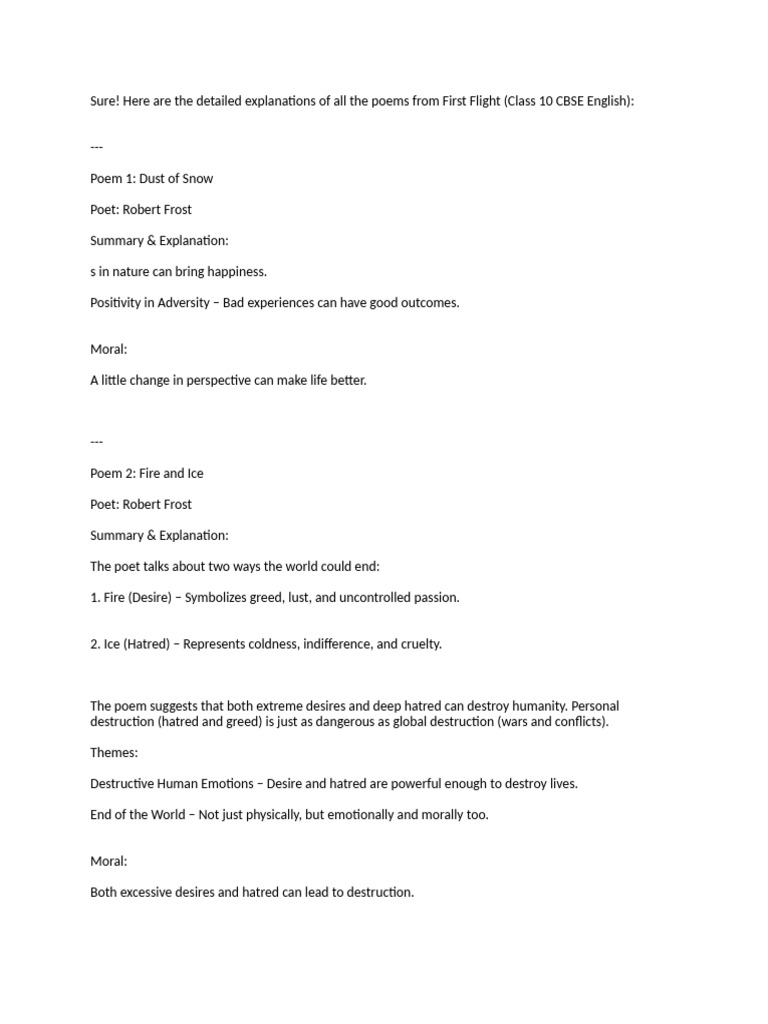 Sure! Here Are The Detailed Explanations of All The Poems From F ...