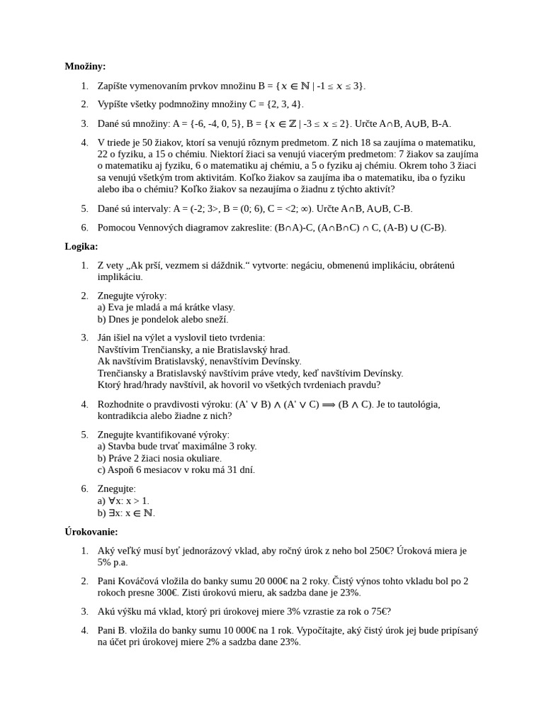 Opakovanie Pred Polročnou Pís. 2 | PDF