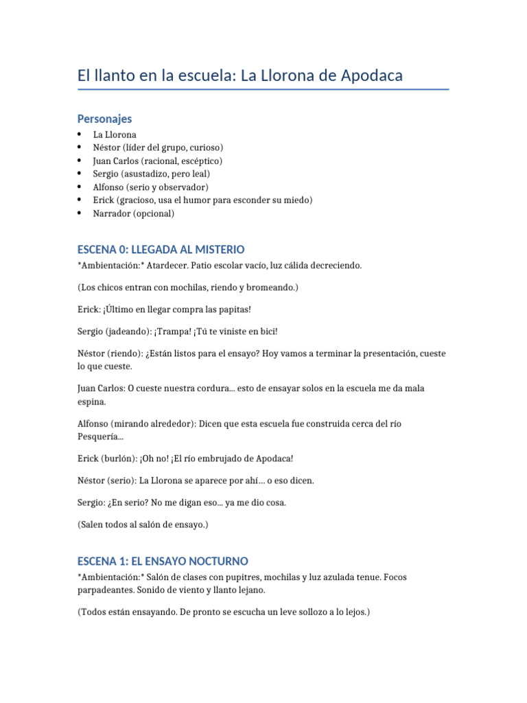 El Llanto en La Escuela La Llorona de Apodaca | PDF