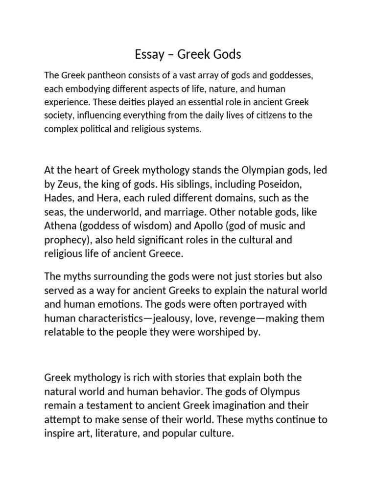Essay and RP in Greek Gods | PDF | Twelve Olympians | Greek Mythology