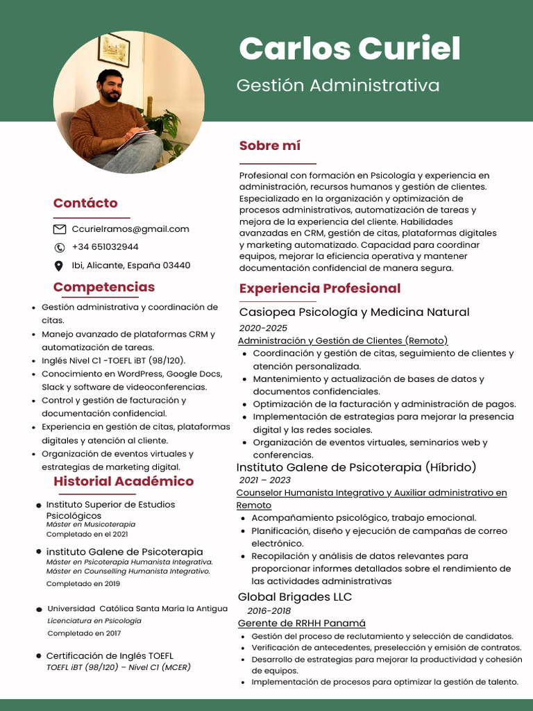 CV Carlos Curiel | PDF | Gestión de recursos humanos | Gestión de la ...