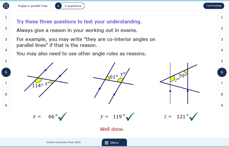 MyMaths Lesson - Angles in Parallel Lines 9 | PDF