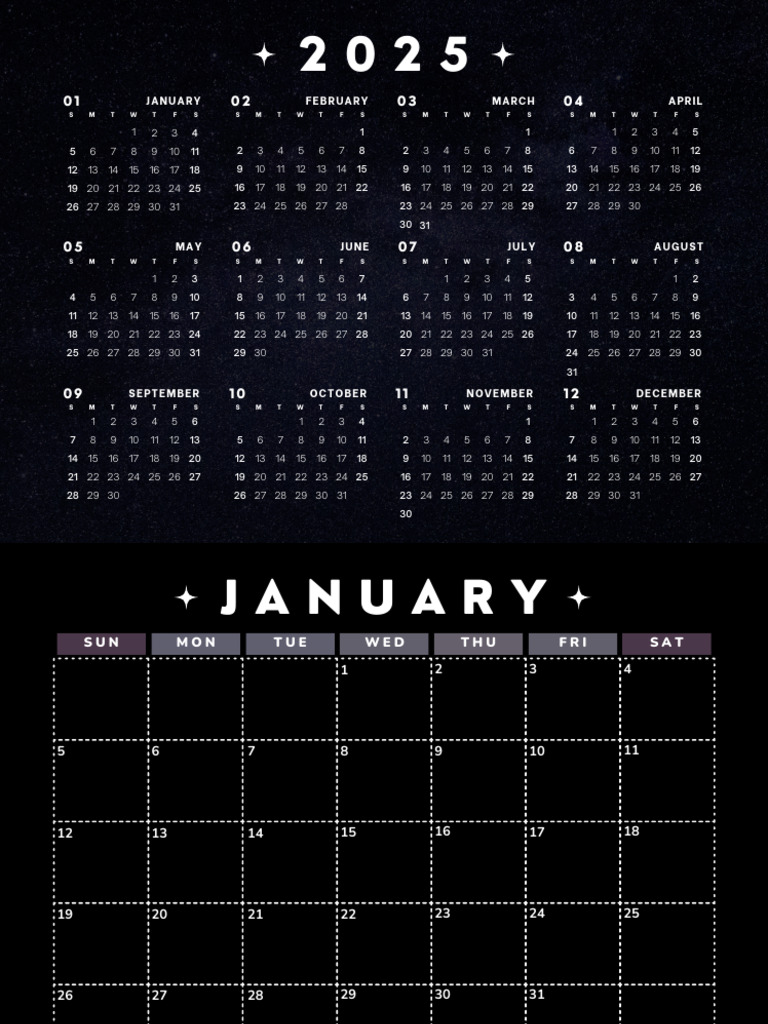Blue Beige and White Space Simple Calendar 2025 Poster | PDF