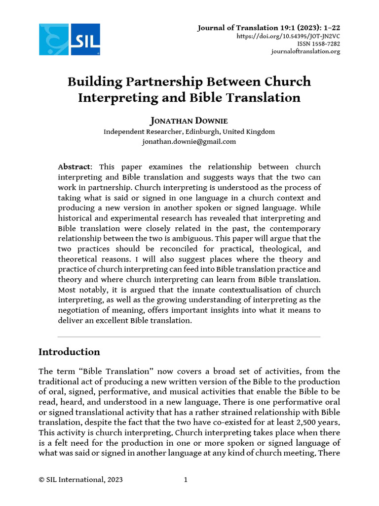 Building Partnership Between Church Inte | PDF | Translations | Bible