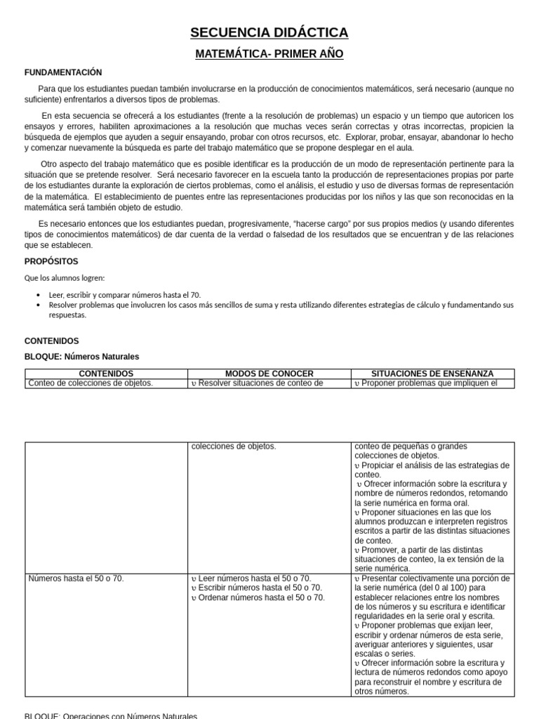 Secuencia Didáctica Primero Matemática | PDF | Matemáticas | Escritura