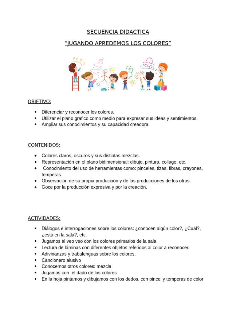 Secuencia Jugando Aprendemos Los Colores | PDF