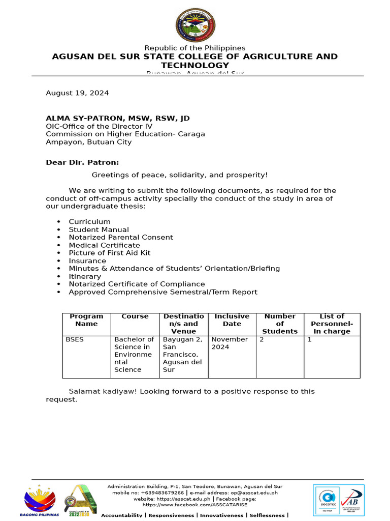 Off-Campus Sample Transmittal DV | PDF | Qualifications | Academic Degree