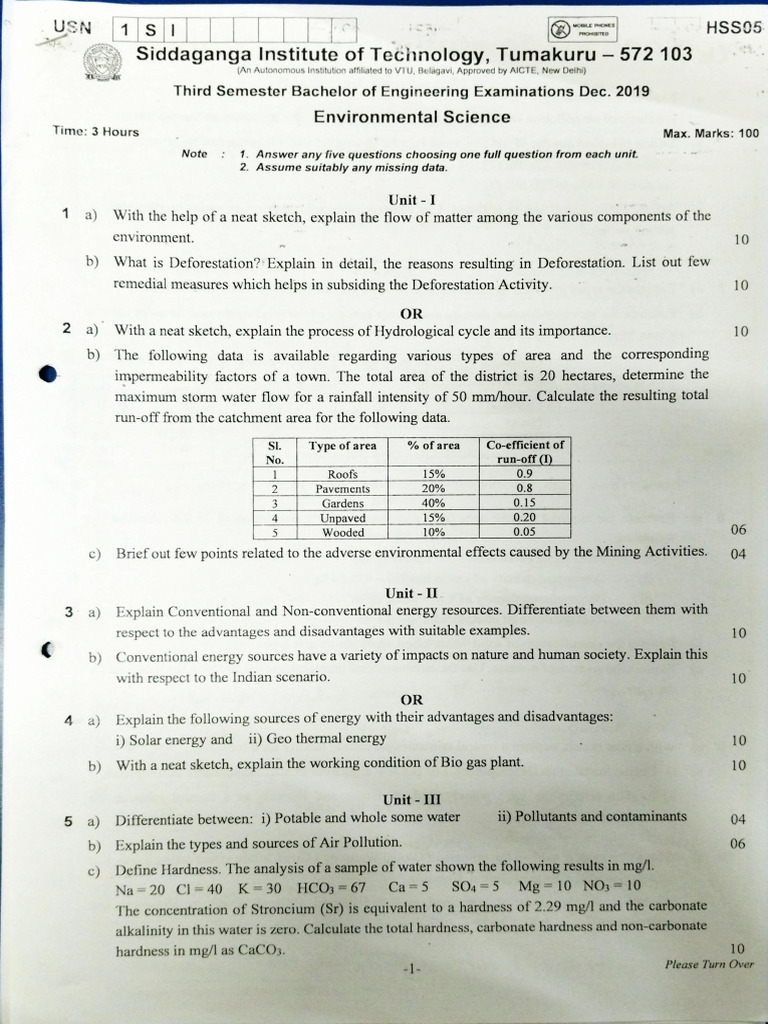 EVS QP With Solutions 2019 | PDF | Waste | Density