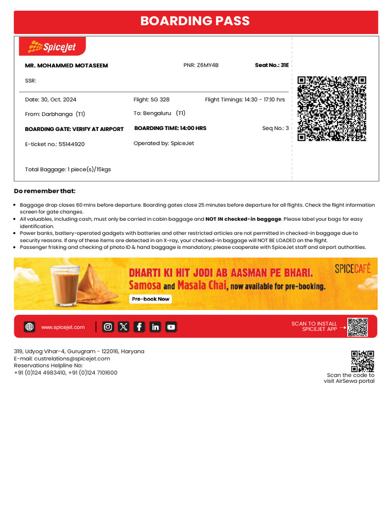 SpiceJet 301024 | PDF