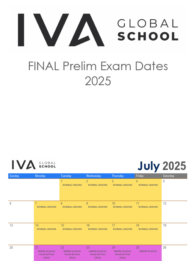 Final Prelim Exam Timetable 2025 | PDF