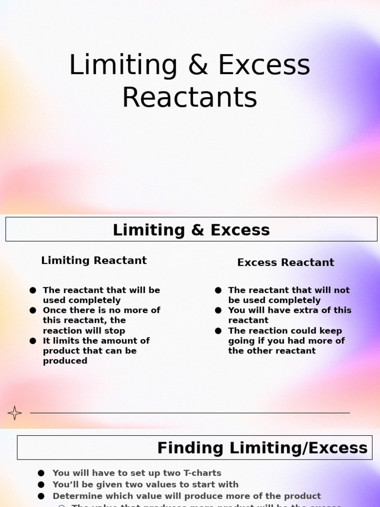 Limiting & Excess Reactants | PDF | Mole (Unit) | Physical Chemistry