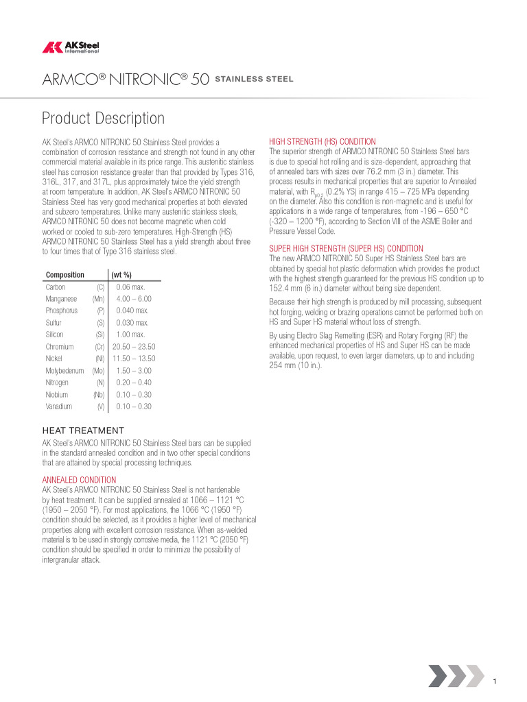 Ak Steel Armco® Nitronic® 50 Product Data Bulletin - Jan 2019 - 94 ...