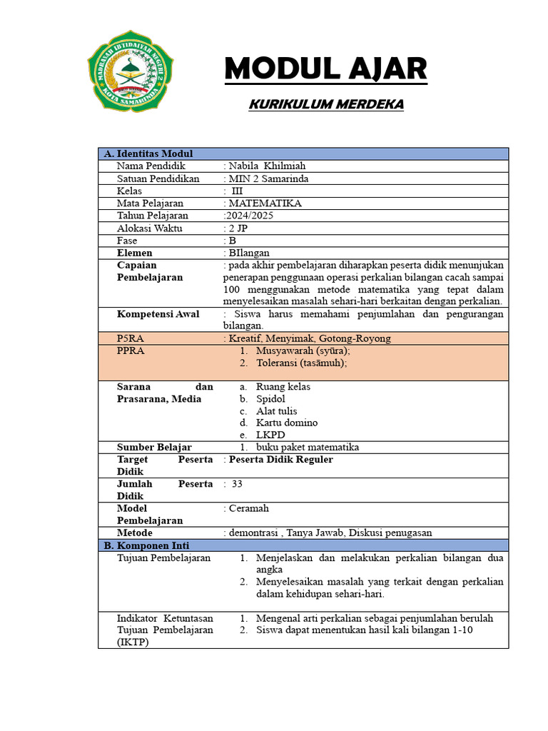 Modul Ajar Praktek | PDF