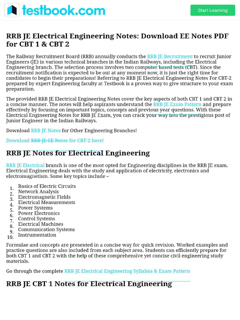 RRB JE Electrical Engineering Notes - Download EE Notes PDF For CBT 1 ...