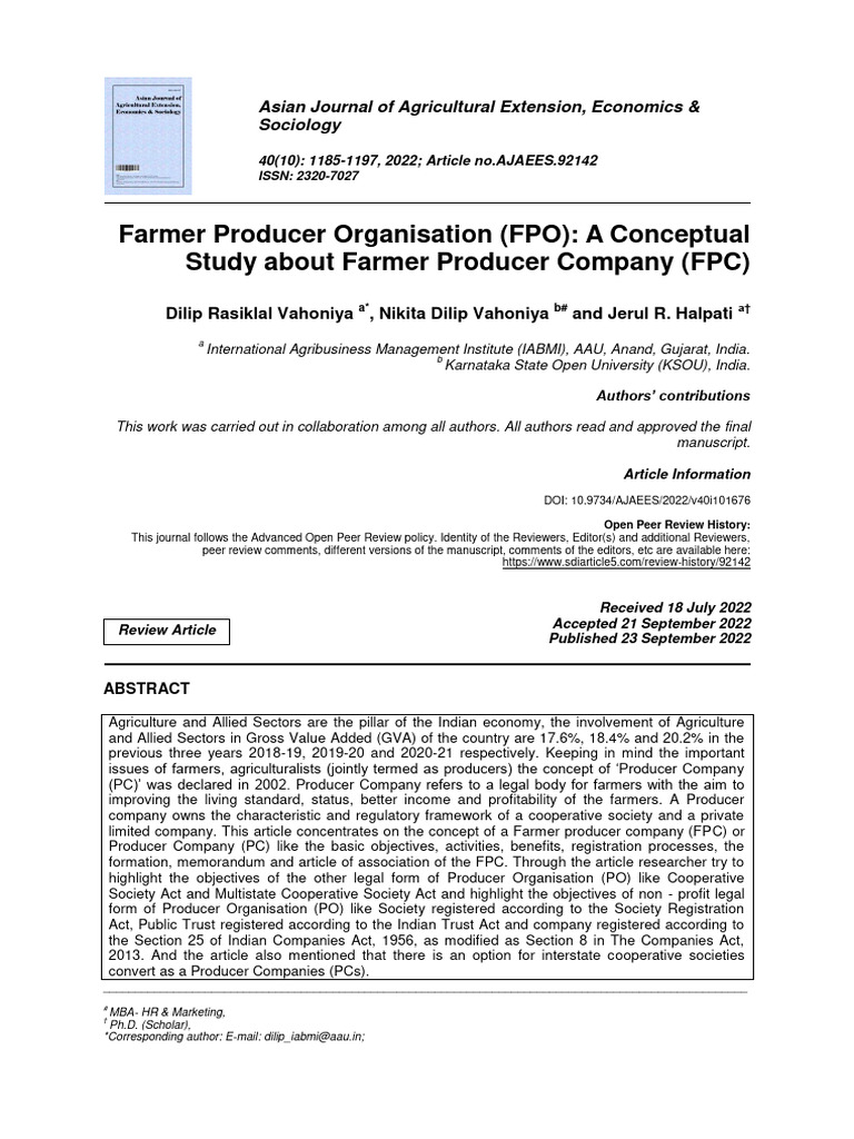 Farmer Producer Organisation FPO A Conce | PDF | Property | Cooperative