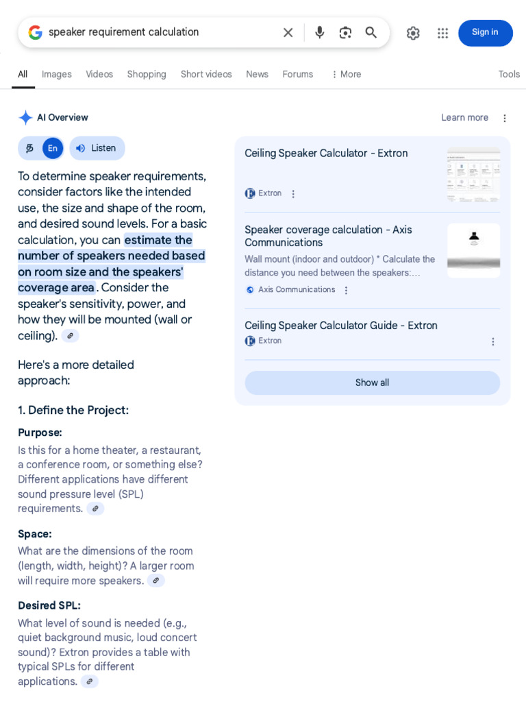 Speaker Requirement Calculation - Google Search | PDF | Loudspeaker ...