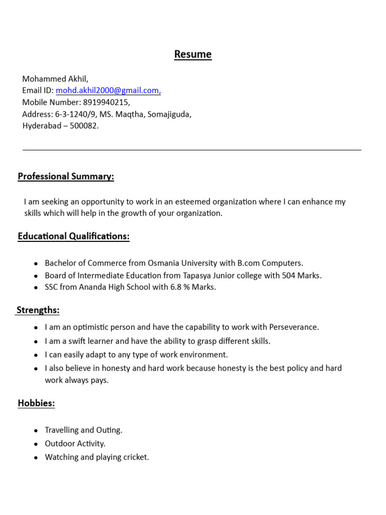 Mohammed Akhil Resume | PDF