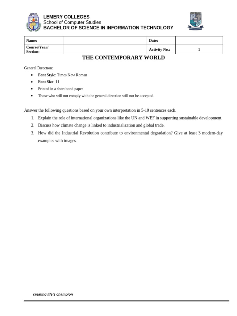 TCW Midterm Activity 1 | PDF